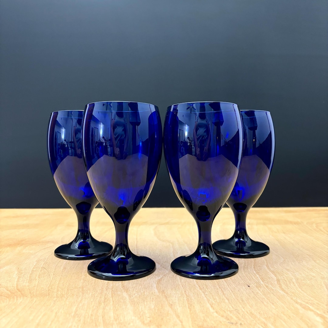 Vintage Cobalt Blue Goblets Libbey Premiere, Blue Glass, Summer Hosting ...