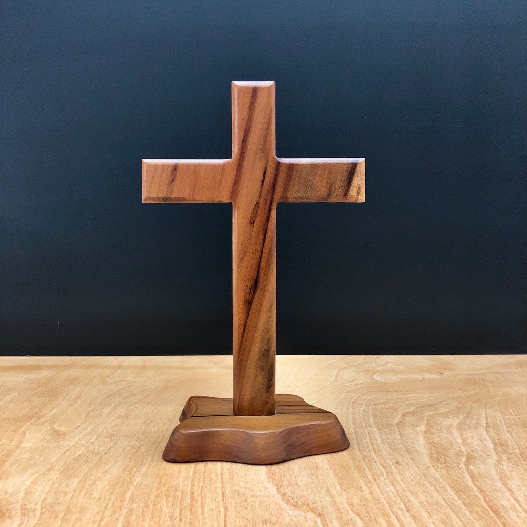Vintage Standing Wood Cross, Handcrafted Mid Century 10" Wooden Cross ...