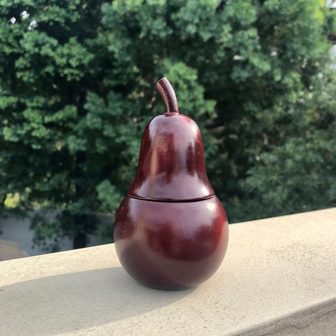 Vintage Rosewood Pear Trinket Box, Wooden Pear, Wood Fruit, Harvest ...
