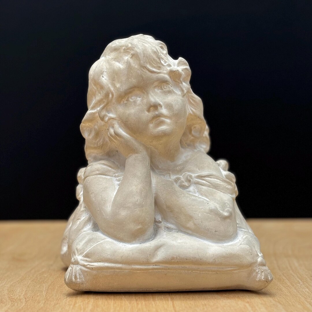 Vintage Victorian Plaster Bust, Girl on Pillow Sculpture, Children ...