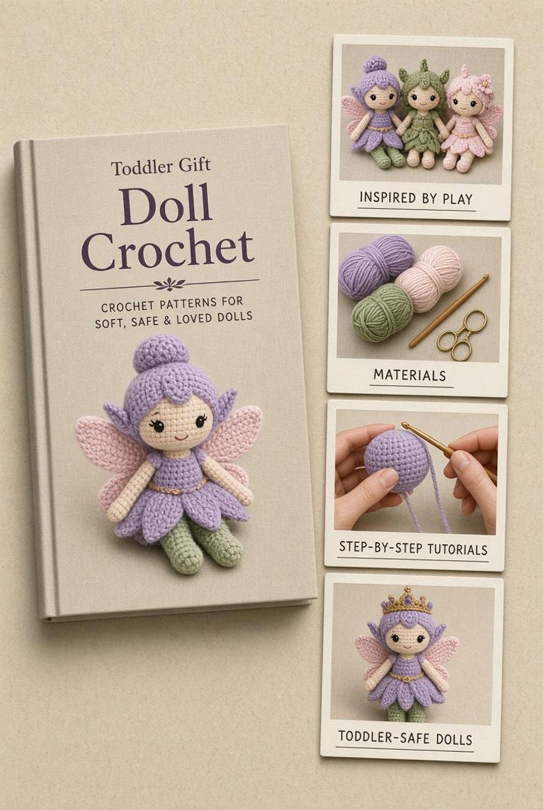 Doll Crochet Pattern Ebook, 10 Amigurumi Doll Projects, Fairy Princess ...