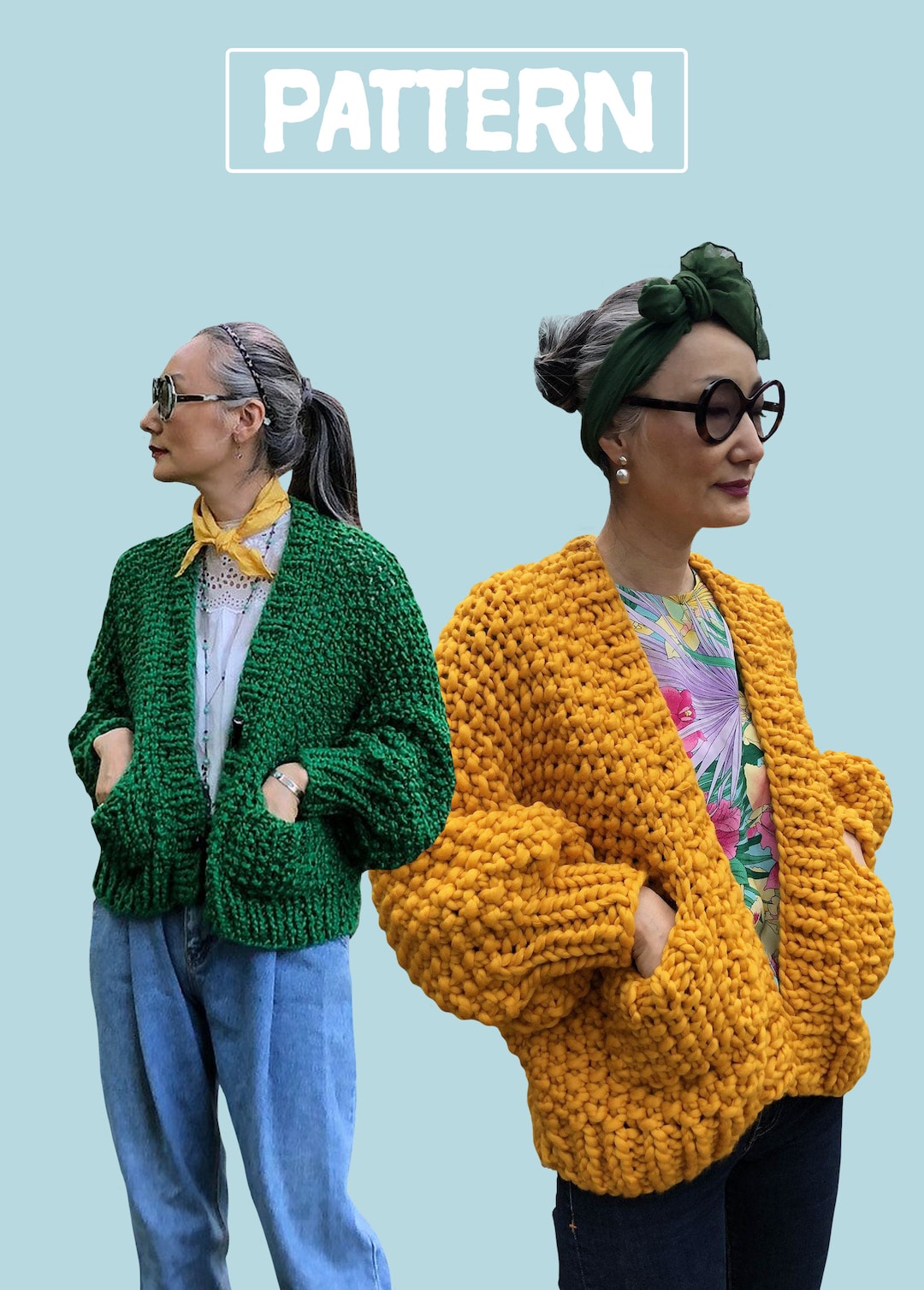 Loopy Mango Everyday Cardigan PATTERNS - Merino No. 5 AND Big Cotton - Etsy