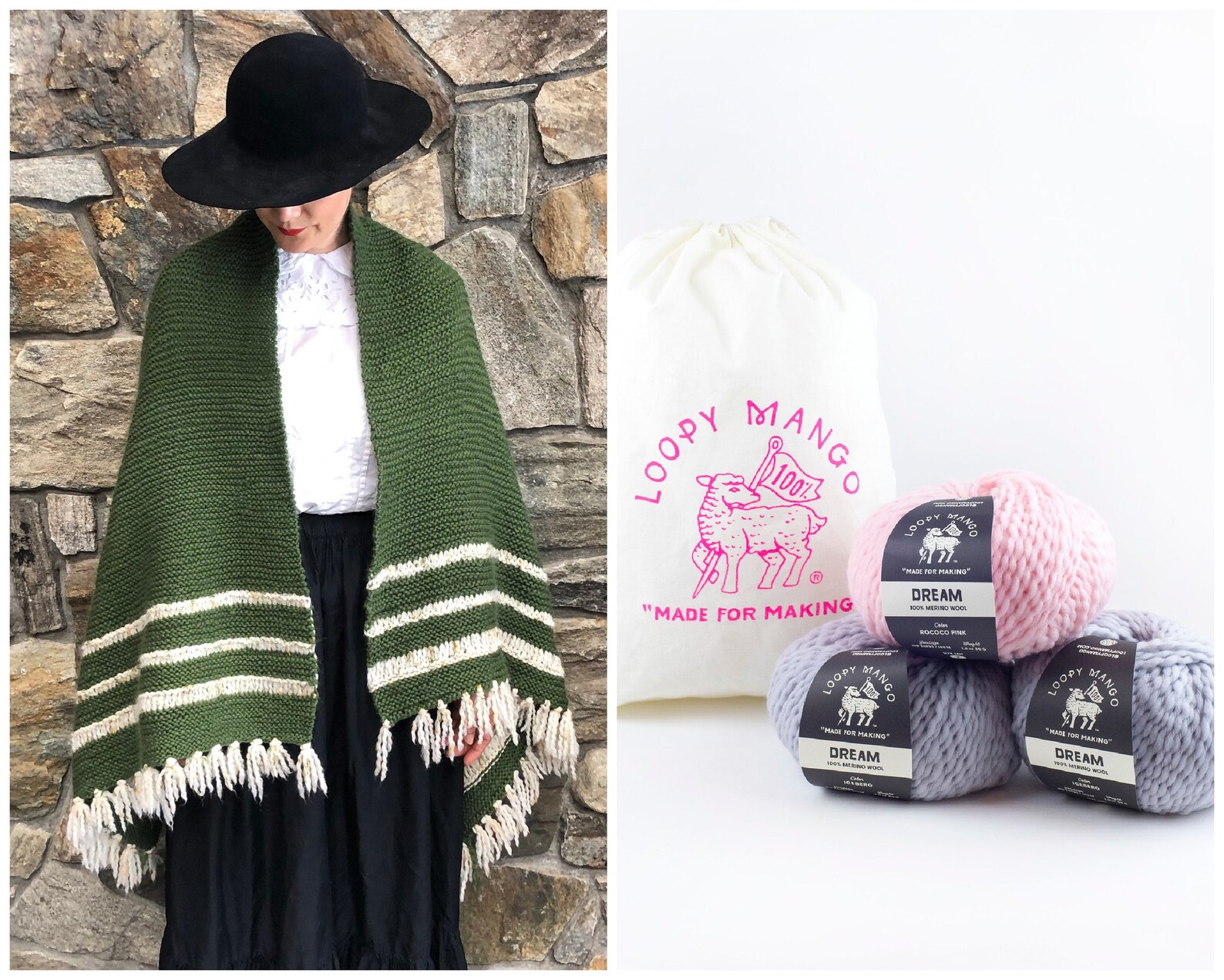 Loopy Mango DIY Kit Nomad Shawl Blanket Dream merino | Etsy