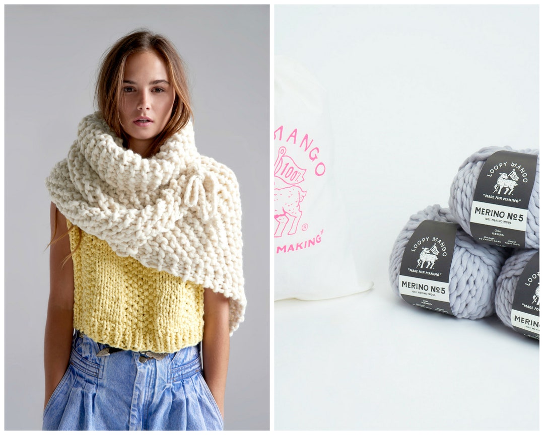 Loopy Mango DIY Kit Her Shawl Chunky Merino Wool - Etsy