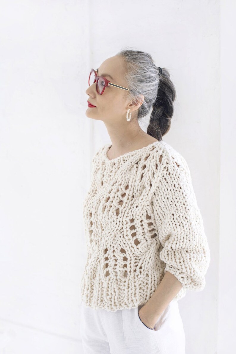 Loopy Mango off the Shoulder Sweater PATTERN Big Cotton | Etsy