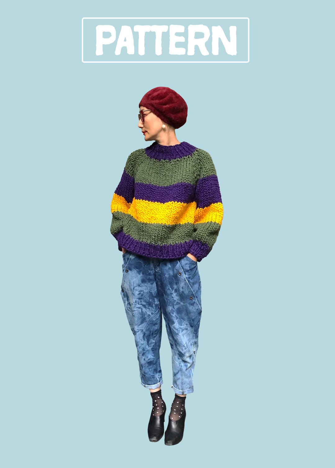 Loopy Mango Striped Top-down Sweater PATTERN - Merino No. 5 - Etsy