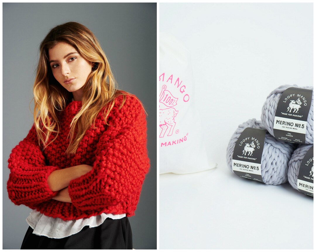 Loopy Mango DIY Kit - Super Cropped Sweater - Chunky Merino Wool - Etsy