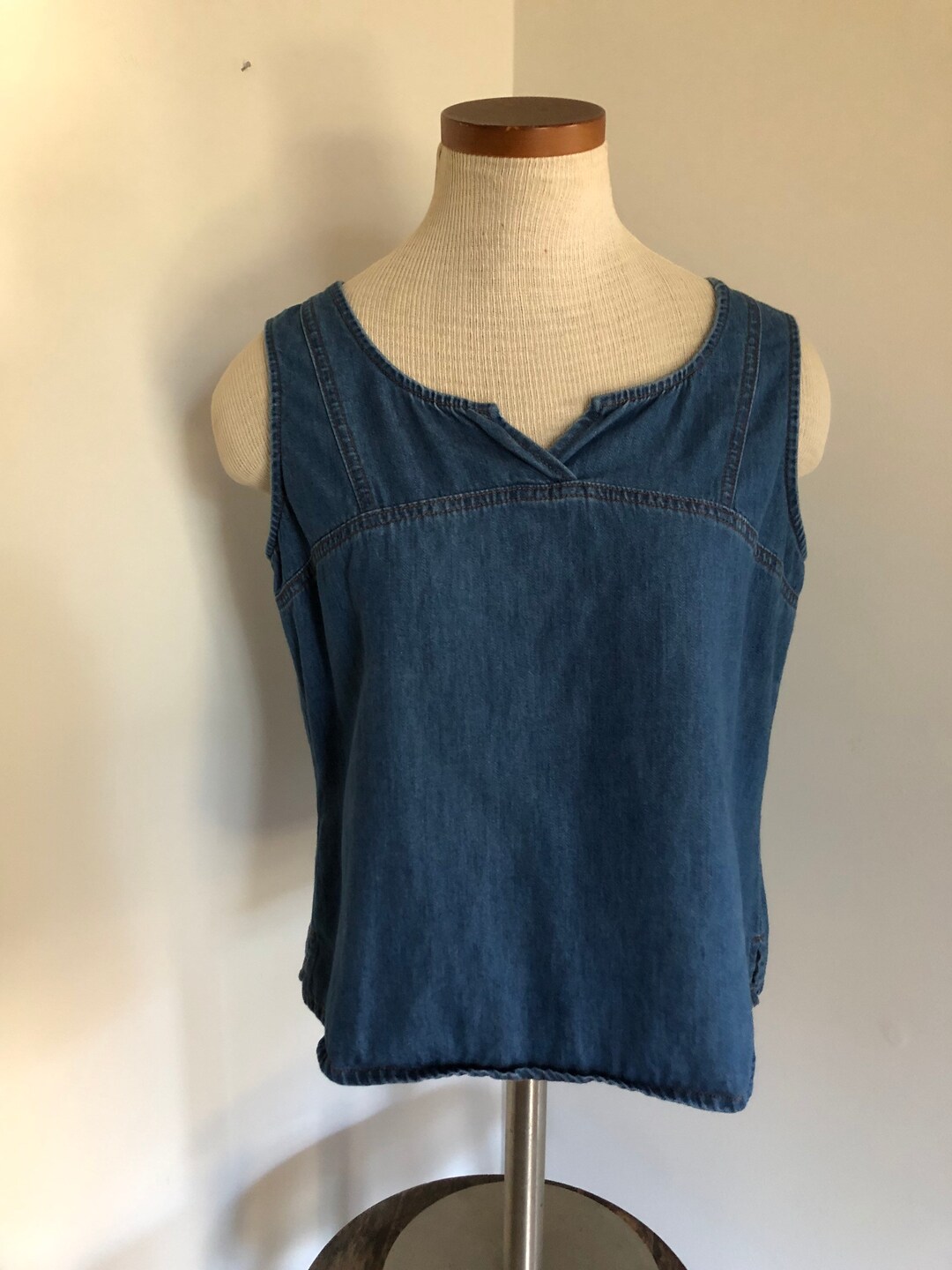 90's Loose Denim Crop Tank XS S M - Etsy