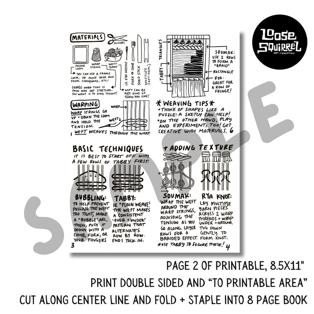 Weaving How-to Printable Zine - Etsy
