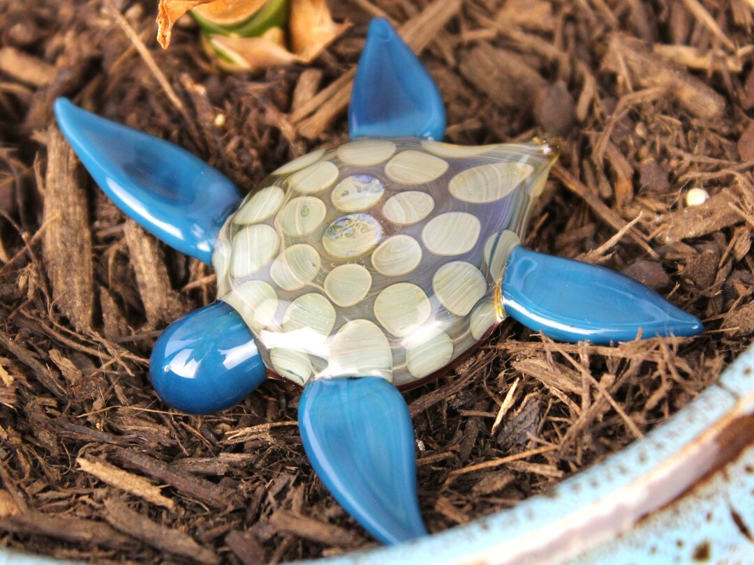 Hand Blown Glass Turtle Sculpture Turtle Figurine Desk - Etsy