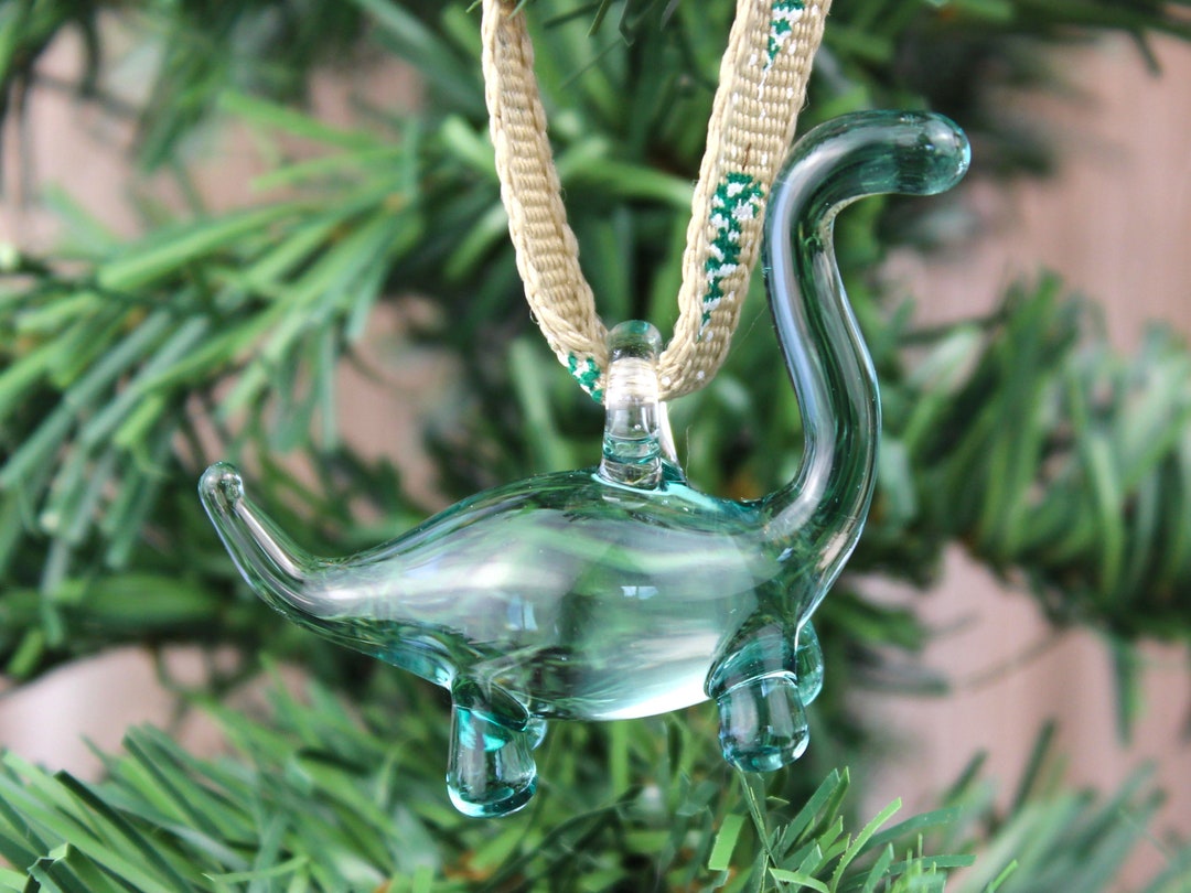 Hand Blown Glass Dinosaur Ornament, Brontosaurus Ornament, Dino ...