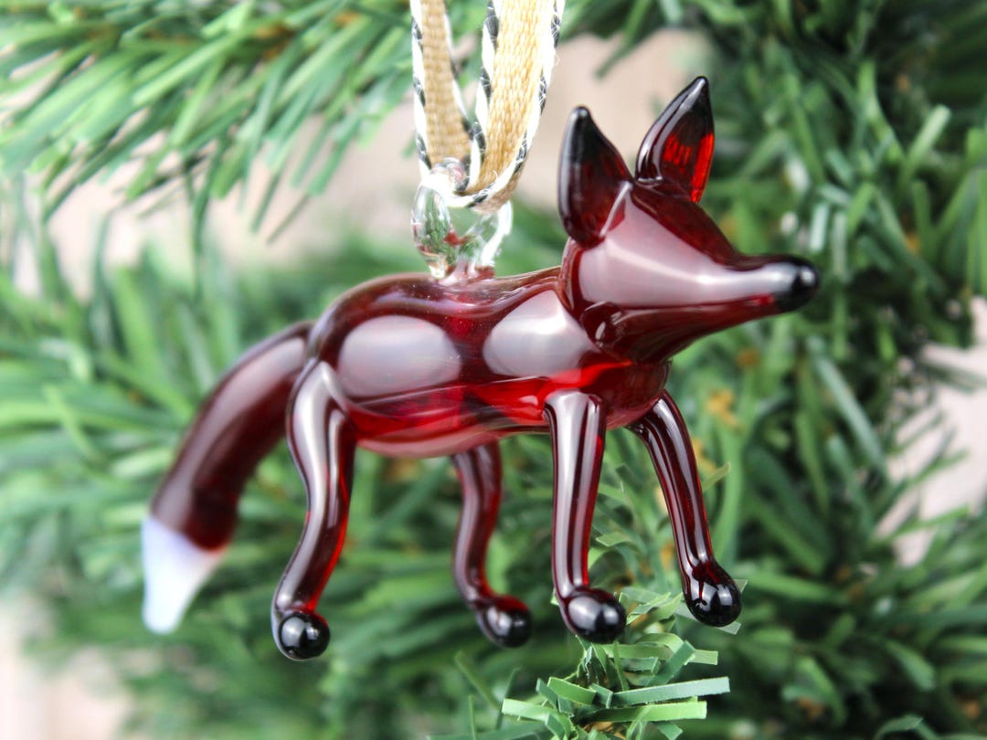 Glass Fox Ornament, Hand Blown Glass Animal Ornaments, Fox Christmas ...