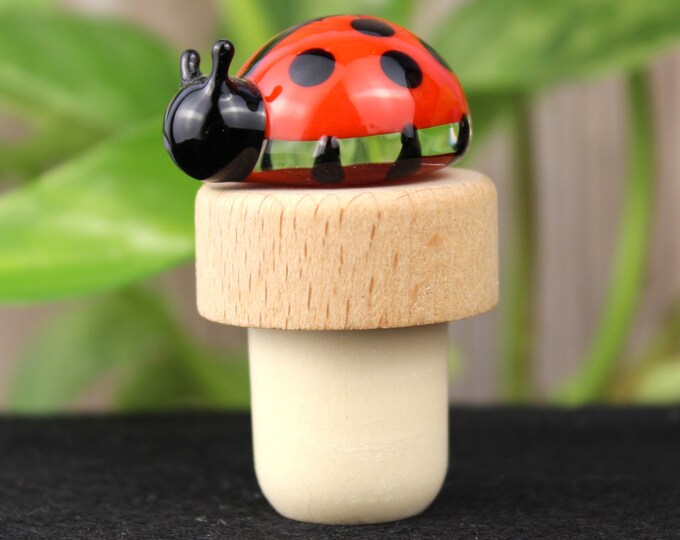 Blown Glass Ladybug Wine Stopper, Ladybug Bottle Cork, Bottle Stop ...