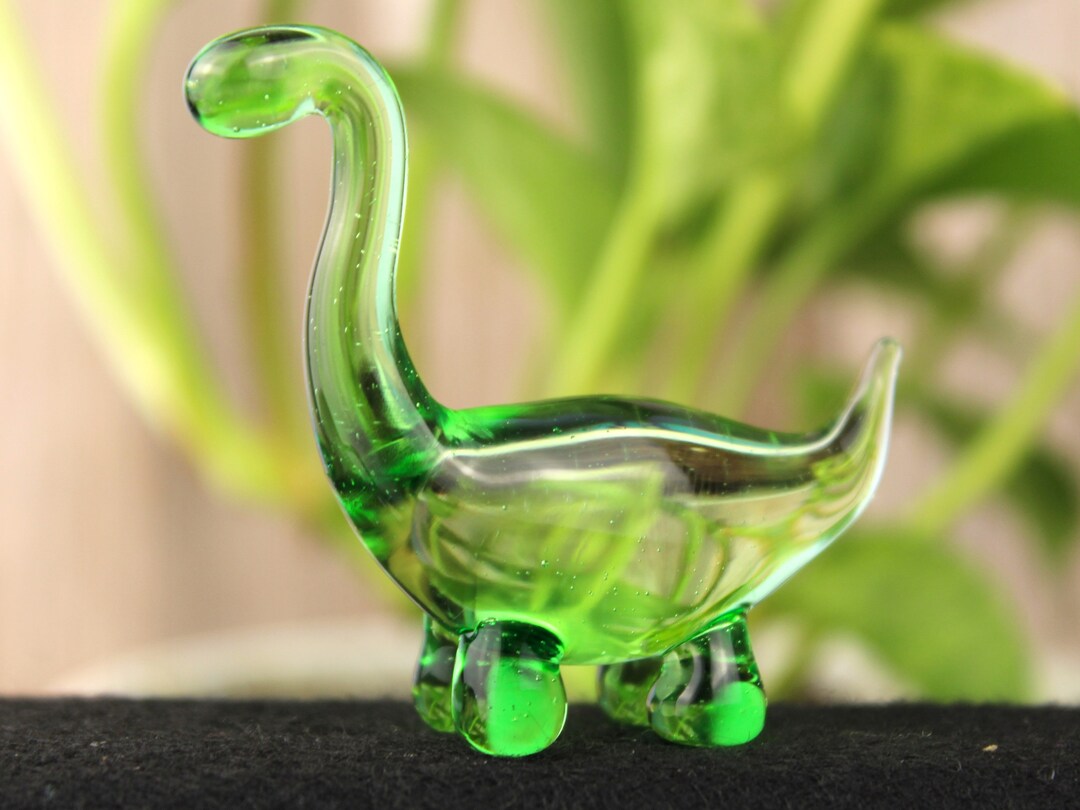 Blown Glass Dinosaur Figurine, Dino Sculpture, Brontosaurus Plant Buddy ...