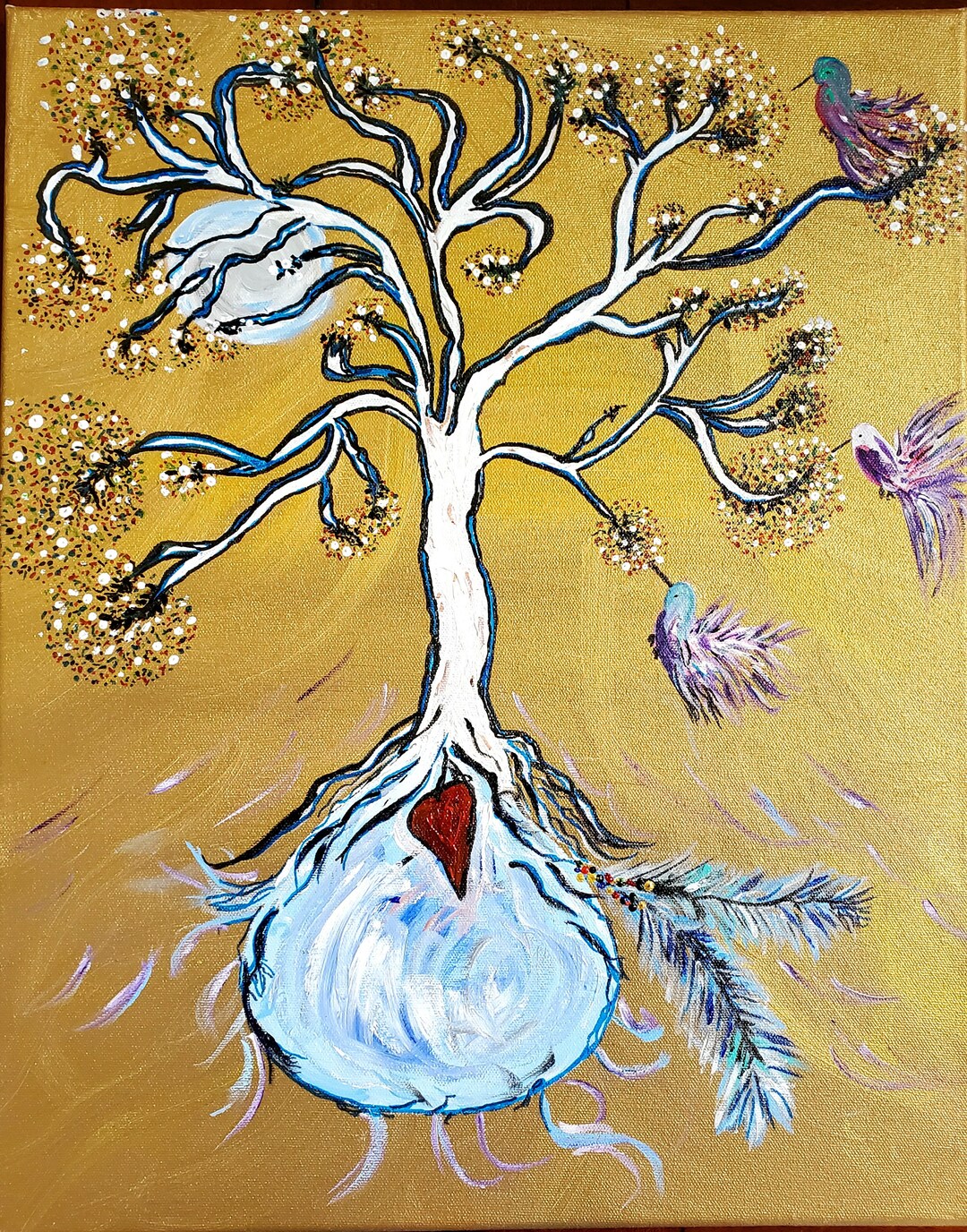 Tree of Life Birds Original Acrylic Painting 20 - Etsy