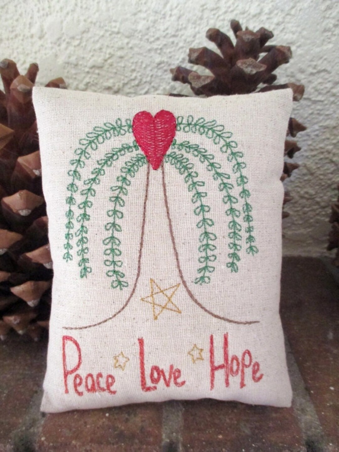 Primitive Pillow Embroidered Home Decor Bowl Filler Ornie - Etsy