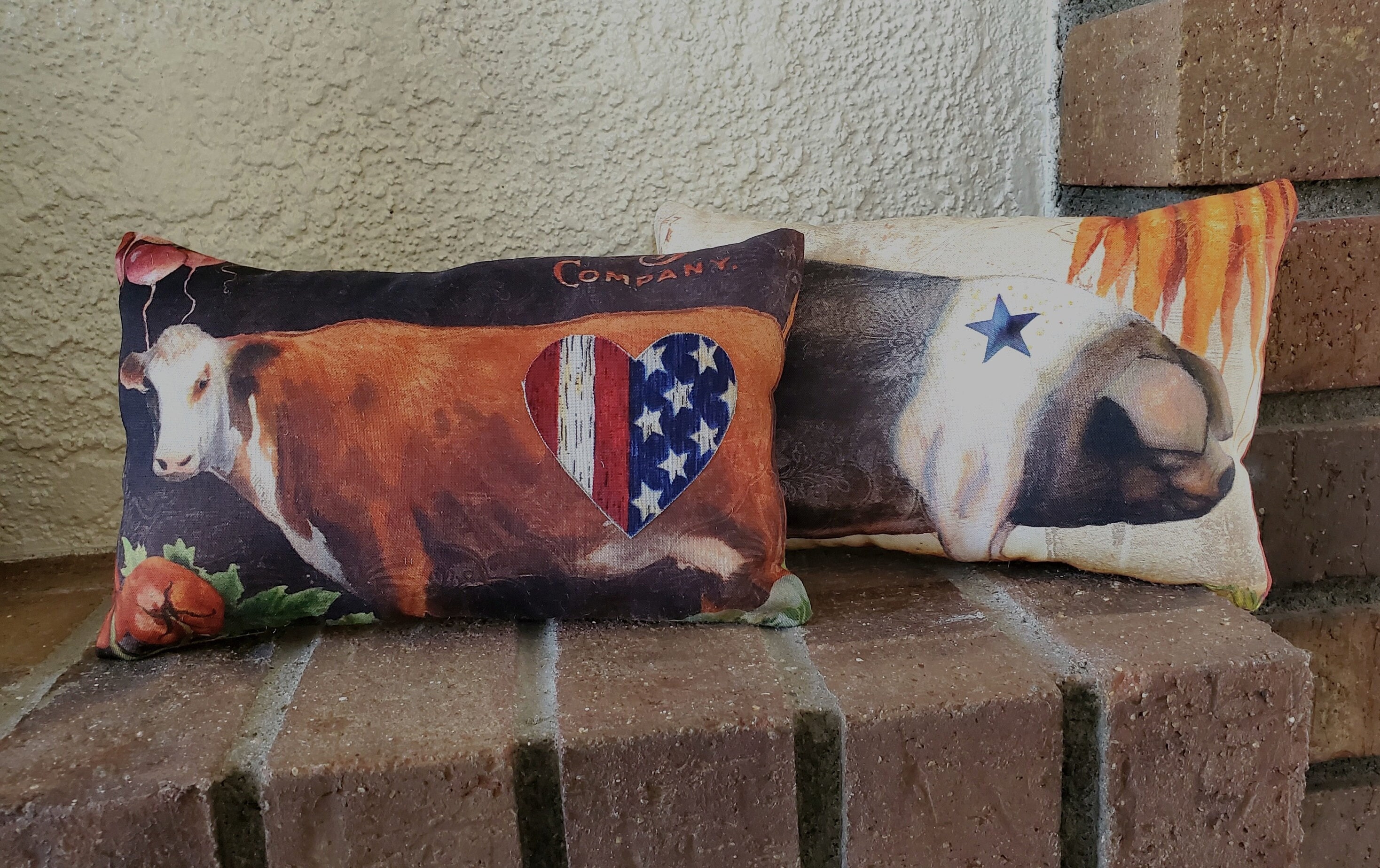 2 Primitive Cow Pig Pillows Home Decor Bowl Fillers Ornies Set - Etsy