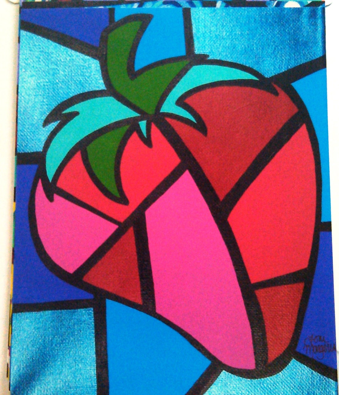 Strawberry Cubism Art Picasso Strawberry 8x10 Acrylic | Etsy