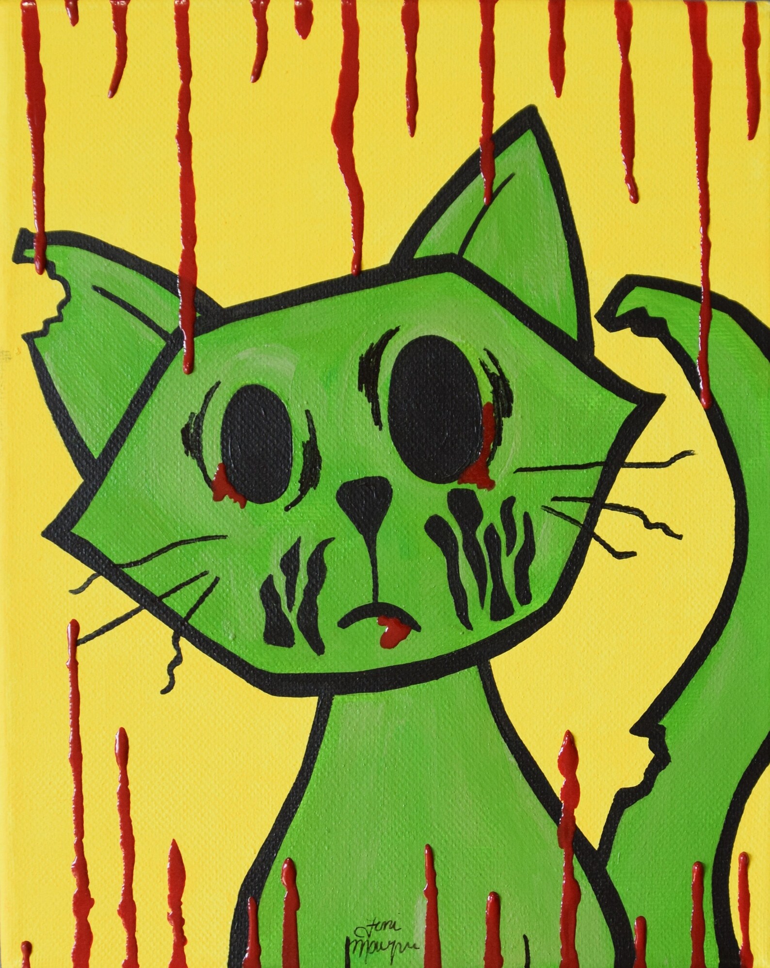 Zombie Cat Print 8x10 Inch Print Horror Art Print Cute Cat - Etsy