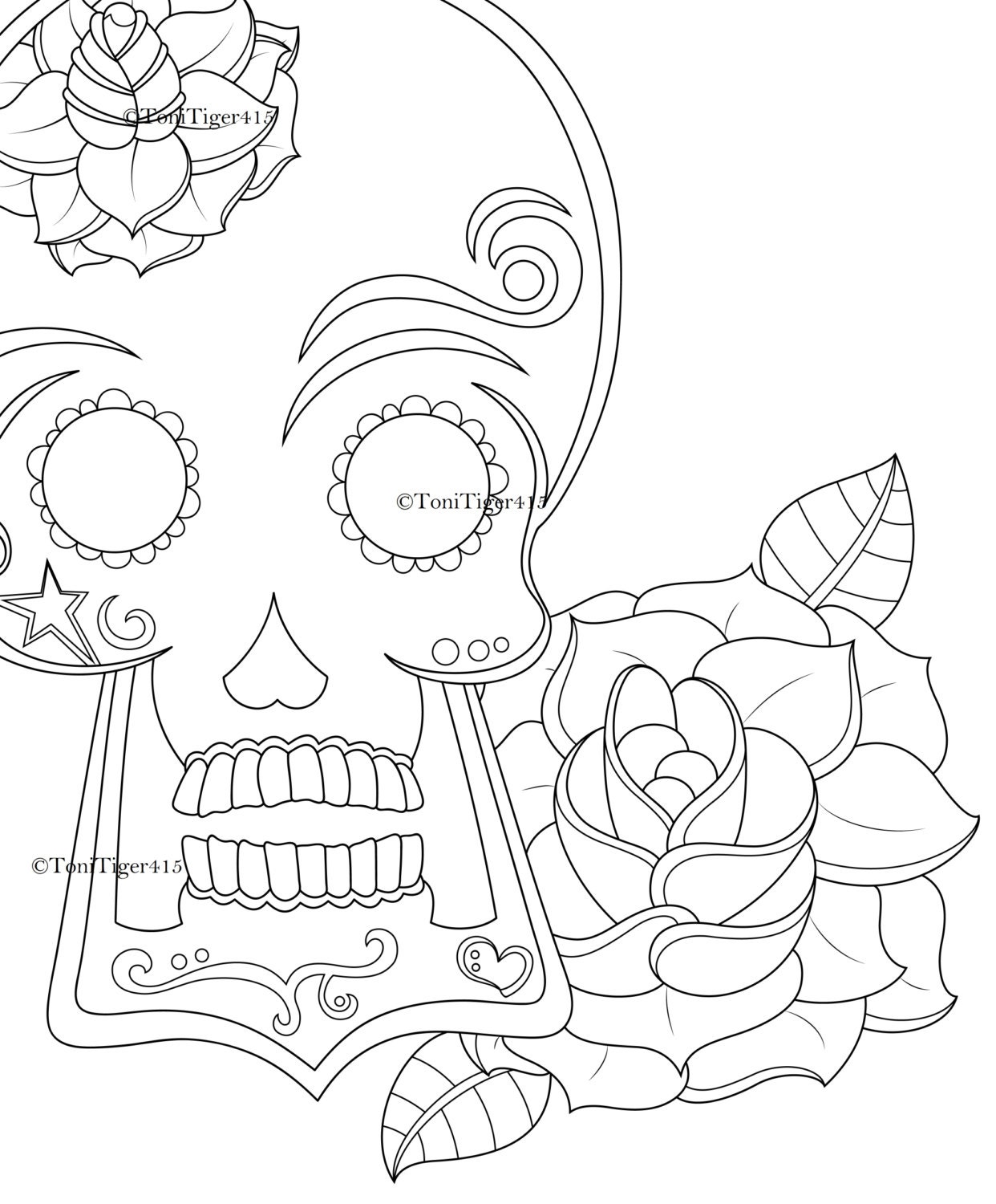 Sugar Skull With Rose, Day of the Dead, Instant Digital Download ...