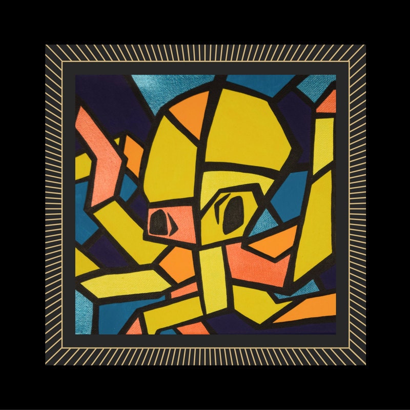 Yellow Octopus Print, Cubism Octopus Print, 8x10 Inch Print, Abstract ...