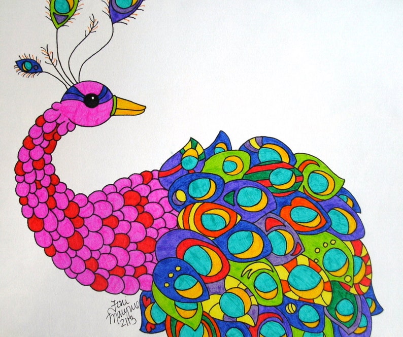 Colorful Peacock Print 8x10 Inch Print Pink & Red Peacock - Etsy