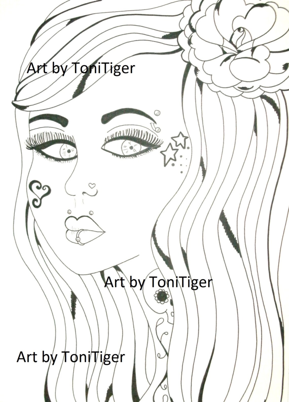 Instant Digital Download Coloring Page Rocker Chick | Etsy