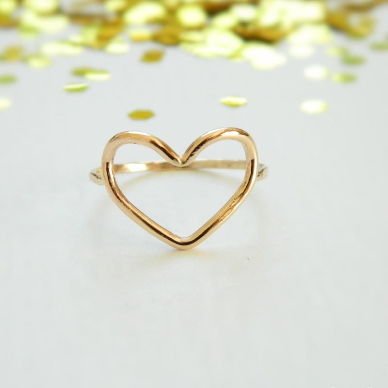 Gold Heart Ring - Etsy