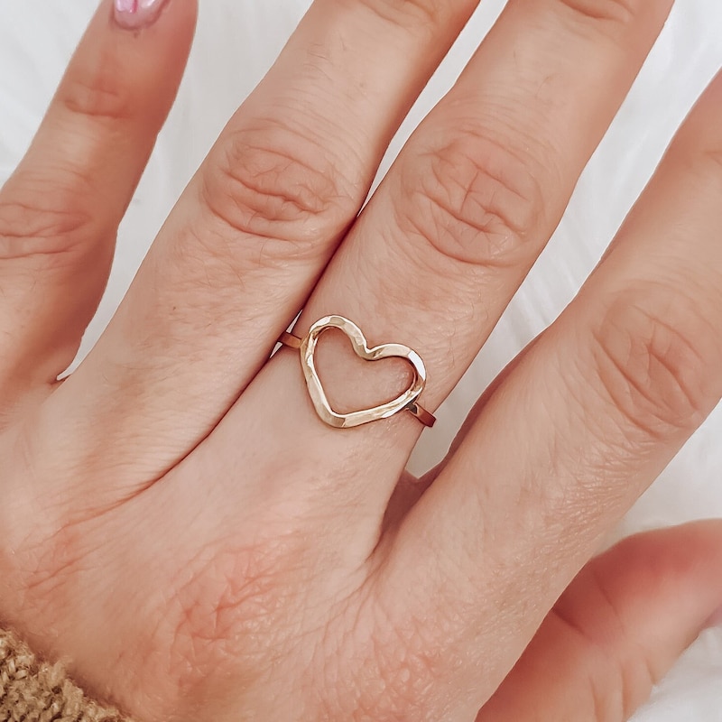 Gold Heart Ring - Etsy