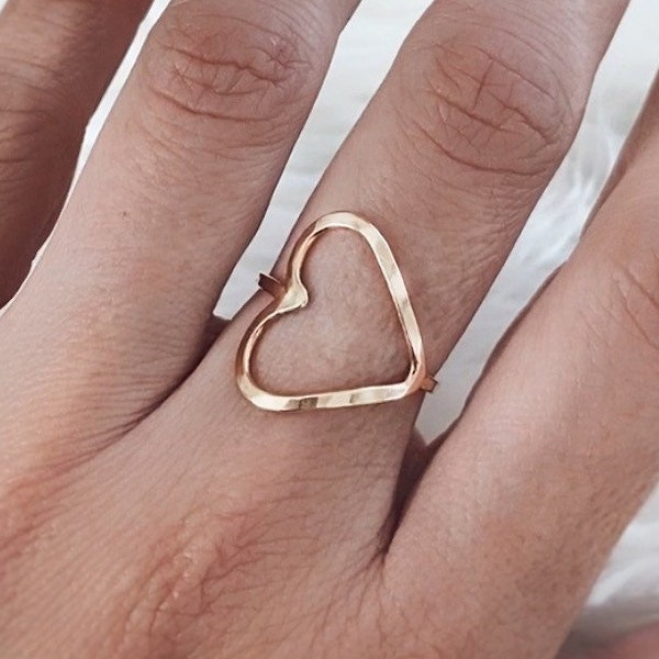 Open Heart Ring - Etsy