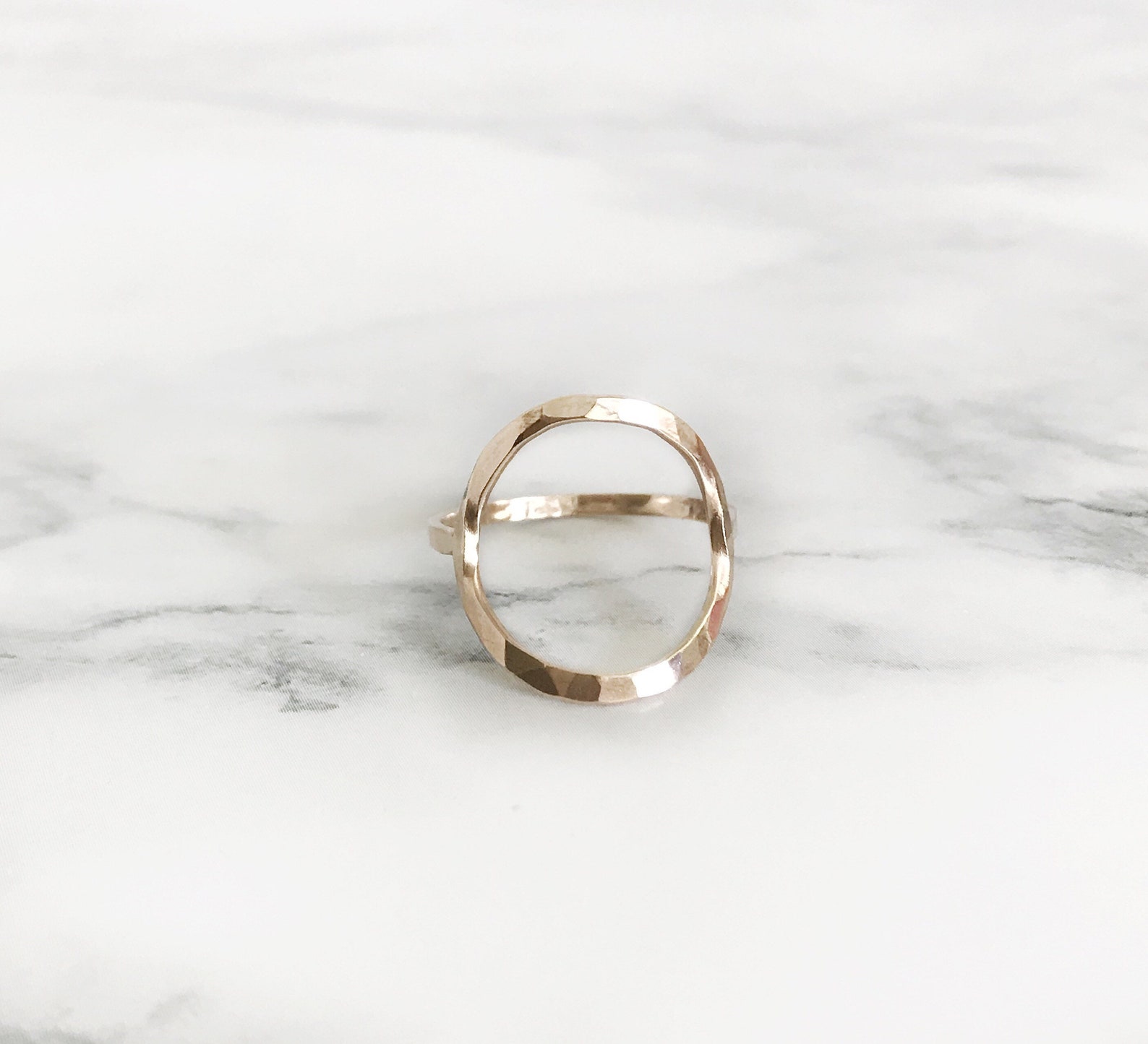 Rose Gold Circle Ring Open Circle Ring Hammered Circle Ring | Etsy