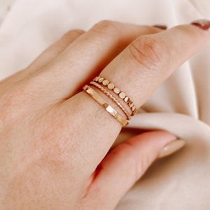 Mixed Texture Gold Stacking Ring Set of 3 • Minimalist Stack Rings Set ...