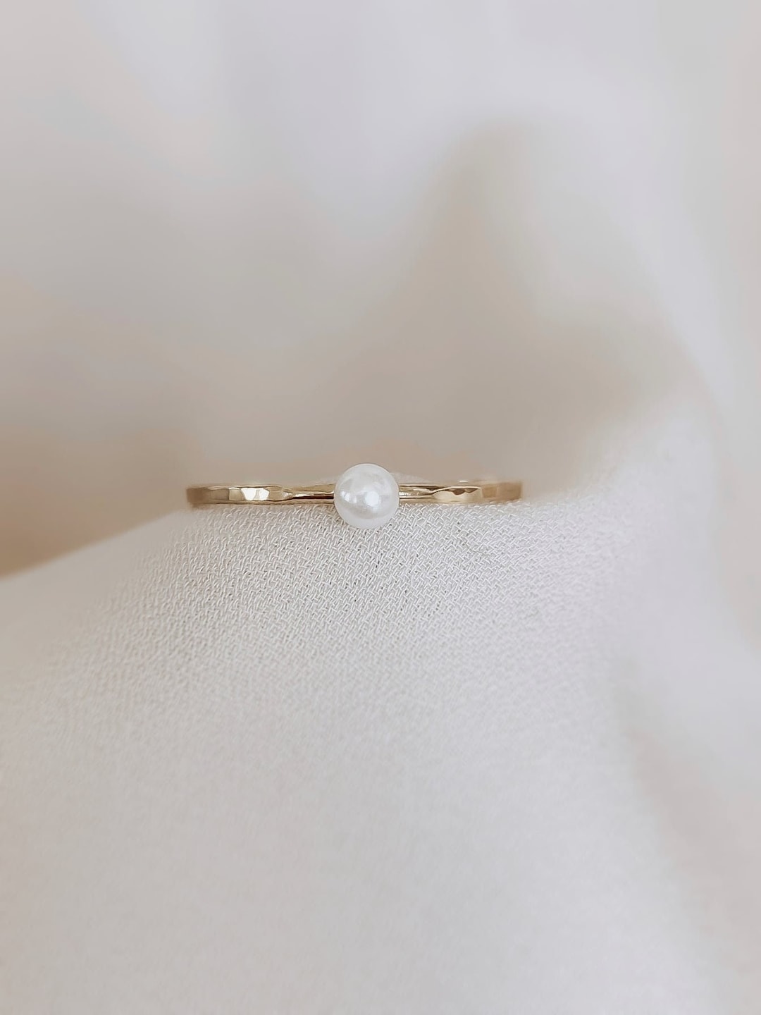 Pearl Ring • Dainty Pearl Stacking Ring • Minimalist Pearl Ring • Tiny ...