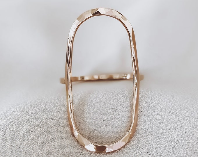 Large Open Oval Gold Ring, 14k Gold Filled Hammered Ring, Statement ...
