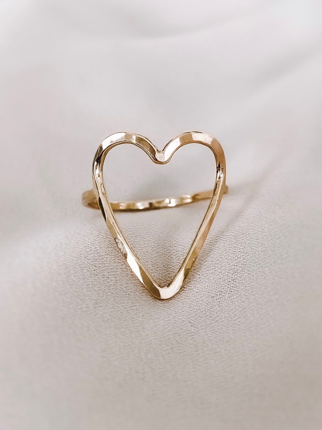 Open Heart Ring • 14K Gold Heart Ring • Minimalist 14K Gold Filled ...
