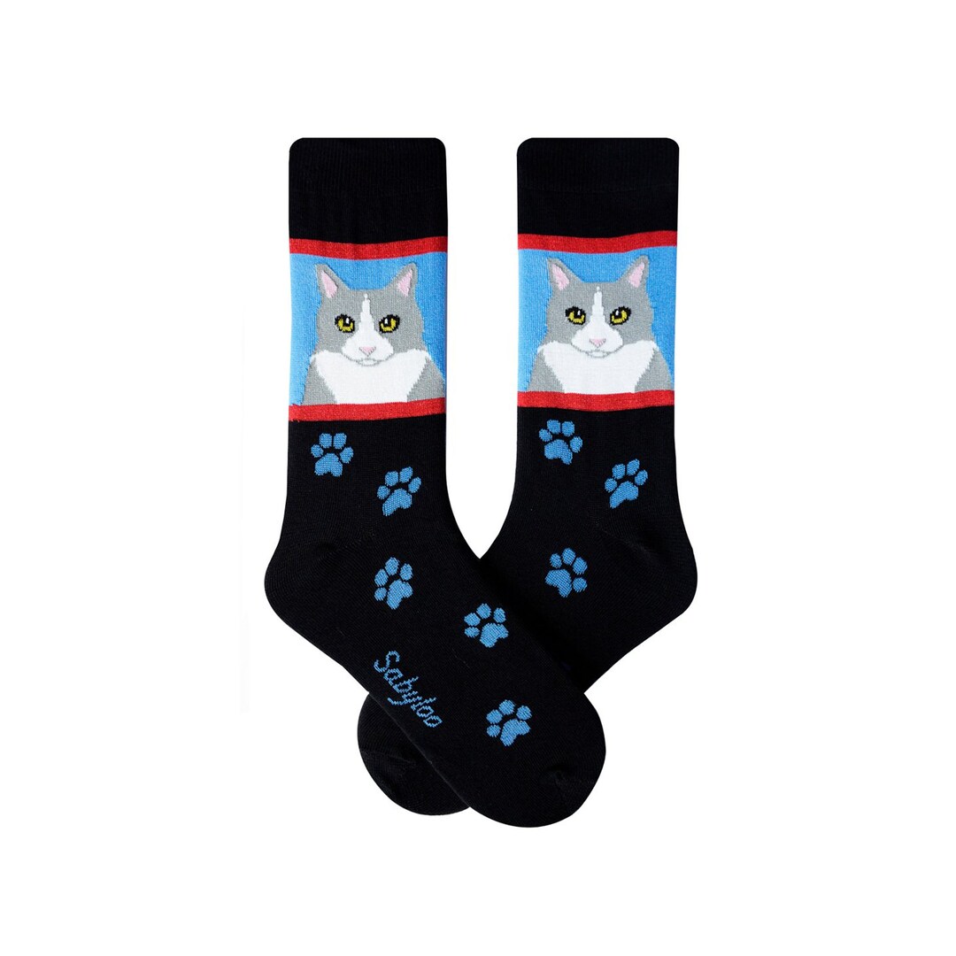 Gray Tuxedo Cat Socks for Cat Lovers, Men and Women, Gift - Etsy