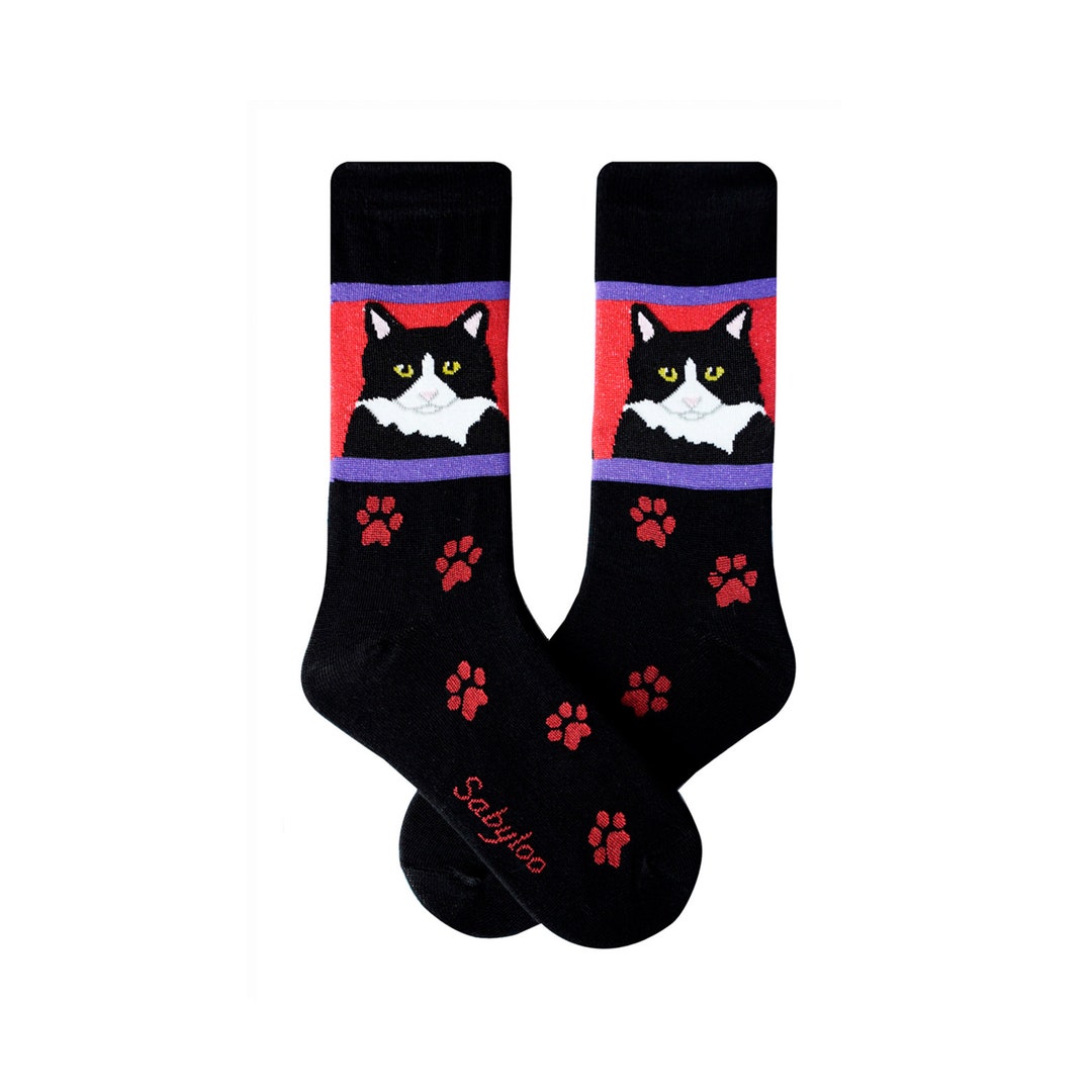 Tuxedo Cat Socks - Etsy