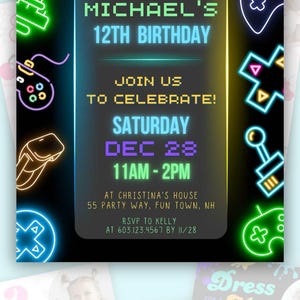 Video Game Party Invitation Printable Gamer Party Invite Custom Gaming ...