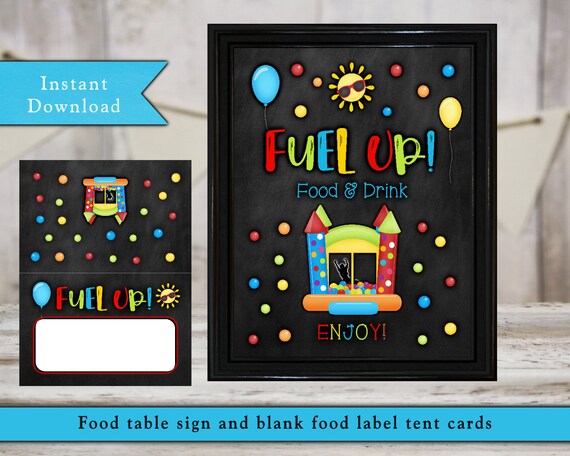 Food Table Sign and Food Labels for Bounce House Birthday Party - Fuel ...
