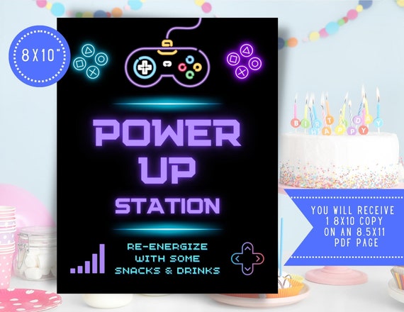 Snacks Sign for Video Game Party Food Table Sign, Video Game Party Sign ...