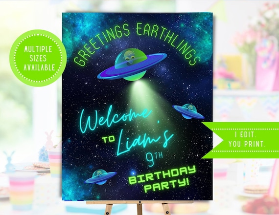 Welcome Sign for a UFO and Alien Party, UFO Welcome Sign, Alien Party ...