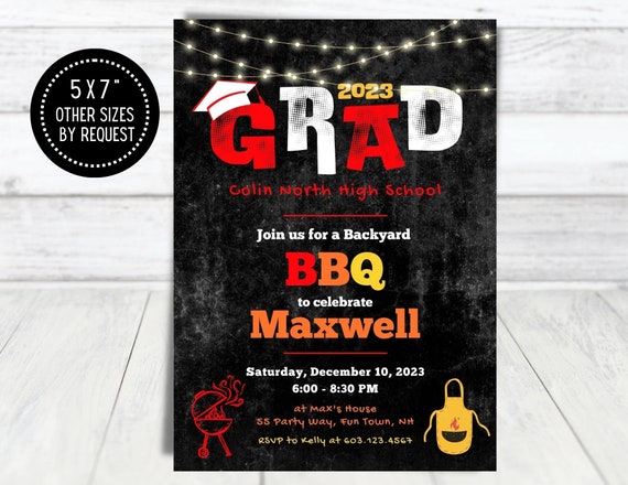 Backyard BBQ Graduation Party Invitation, Graduation Party Invite ...