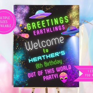 Aliens Welcome Sign UFO Welcome Sign Alien Party Sign Out of This World ...