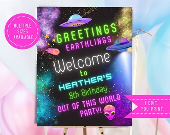 UFO Welcome Sign Alien Welcome Sign Alien Party Sign Out of This World ...