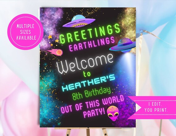 Spaceship Welcome Sign, UFO Welcome Sign, Alien Party Sign, Out of This ...