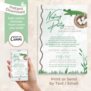 Editable Alligator Nesting Party Invitation Template for Prep the Nest ...