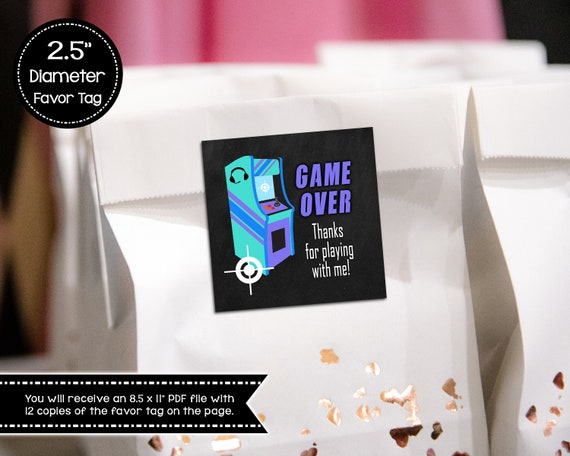 Arcade Birthday Party Favor Tags - Instant Download - Arcade Printable ...