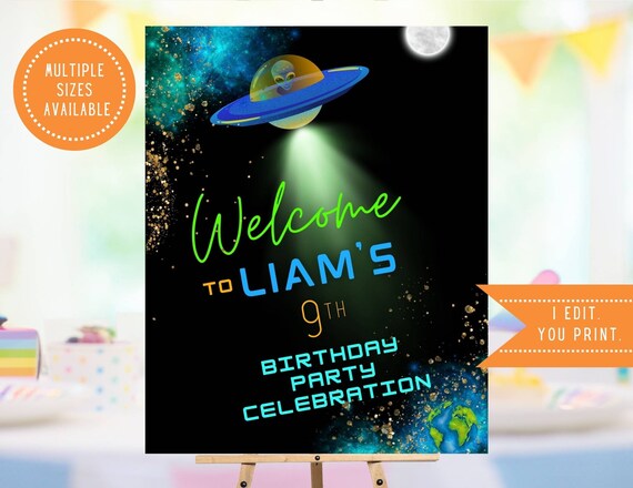 Welcome Sign for an Alien Party, UFO Welcome Sign, Alien Party Sign Out ...