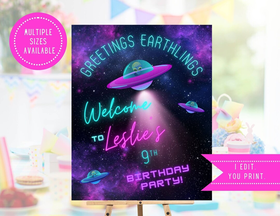 UFO Welcome Sign Alien Welcome Sign Alien Party Sign Out of This World ...