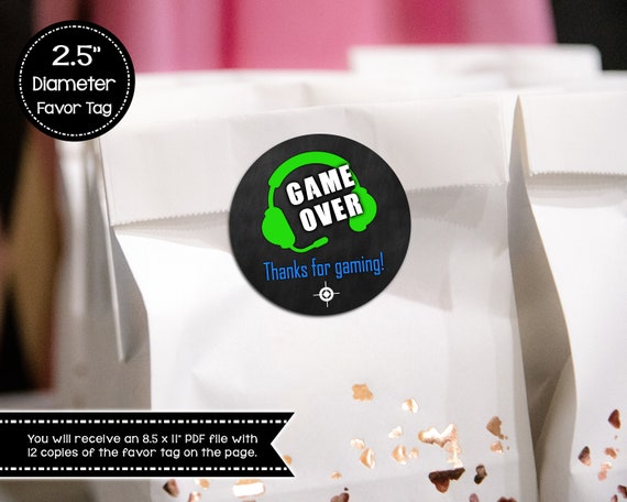 Video Game Favor Tags- Instant Download Gaming Gift Tag - Arcade Party ...